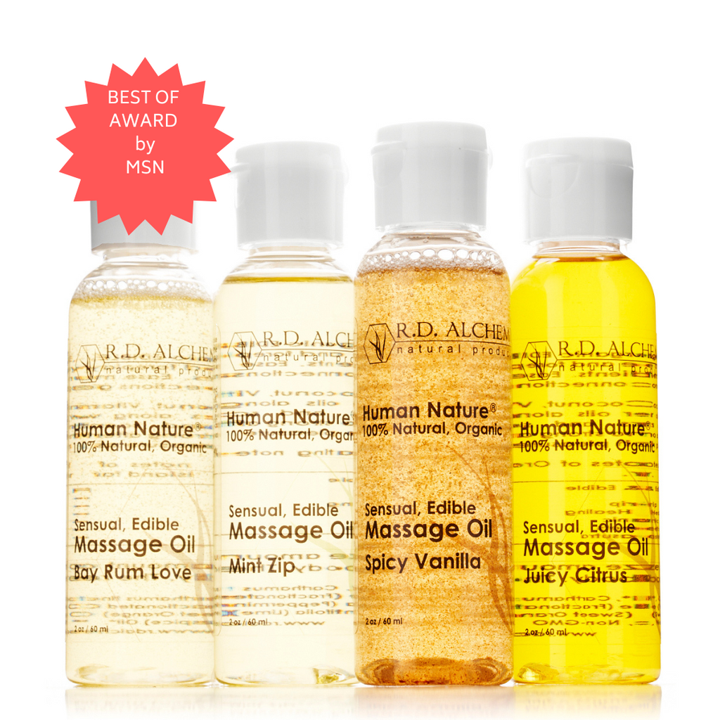 Natural & Organic EDIBLE Sensual Massage Oil - 4 Exotic Flavor Set ...